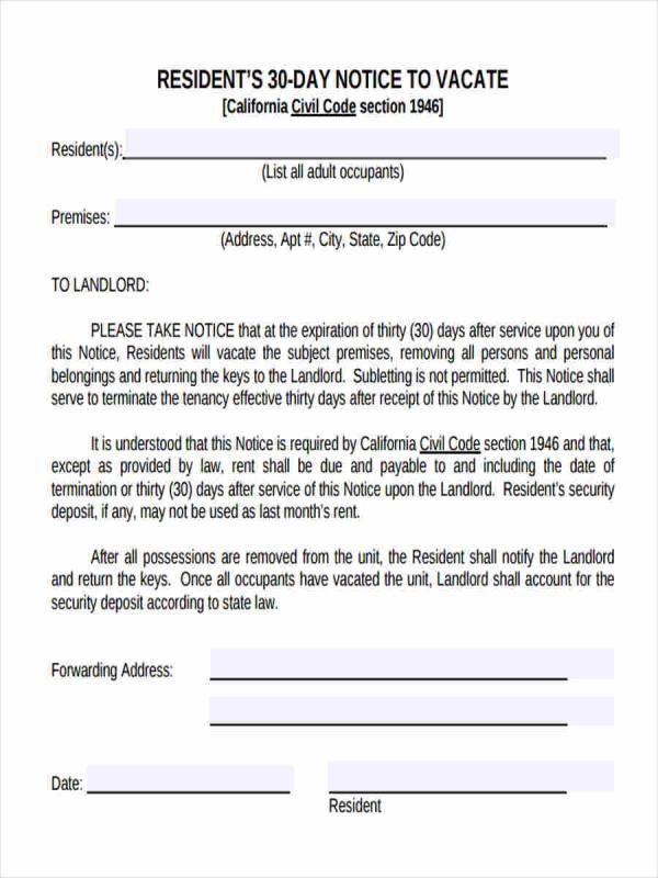 30 Day Eviction Notice Pdf Template Business