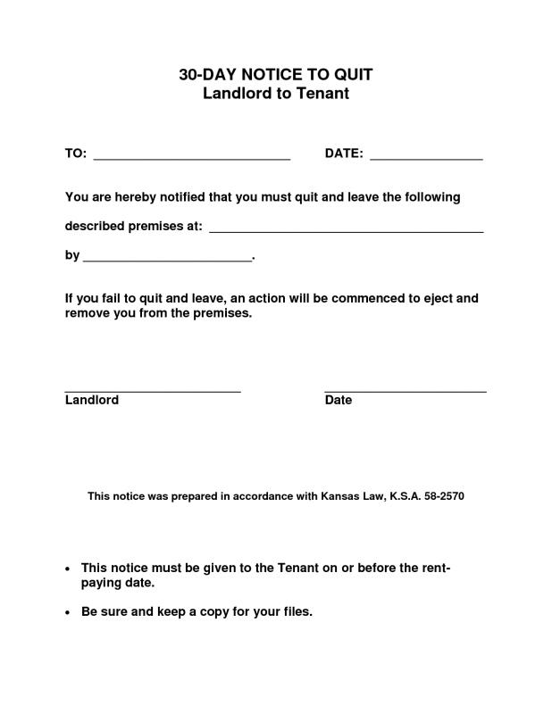 30 Day Notice To Vacate Form Template Business