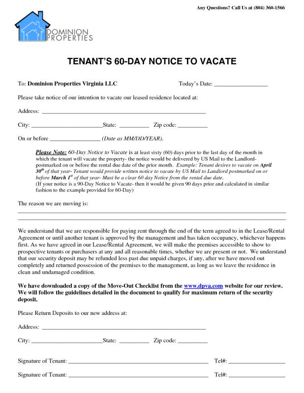 90 Day Notice To Vacate Template Free