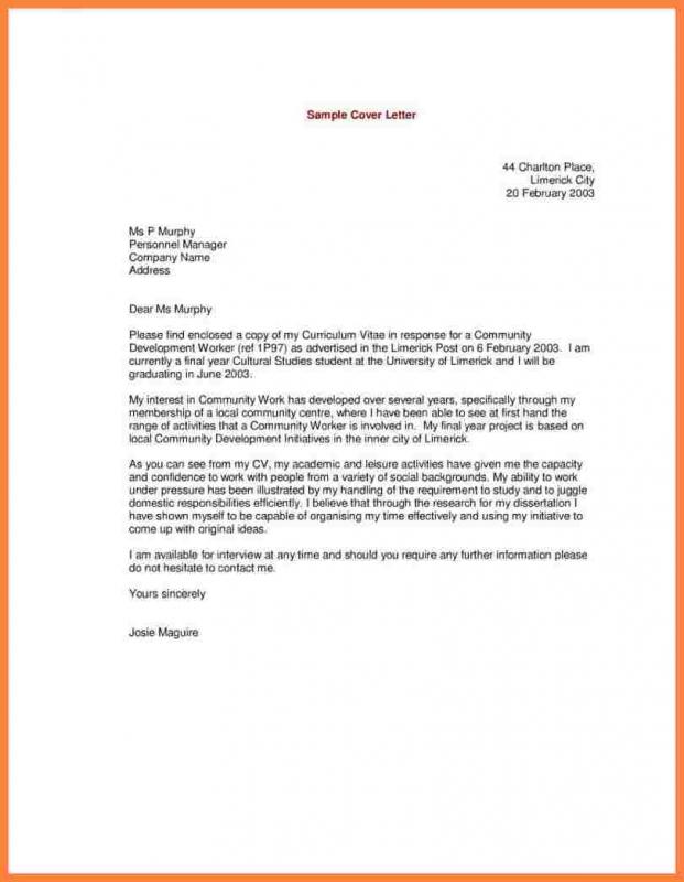 Applicant Letter Example Template Business
