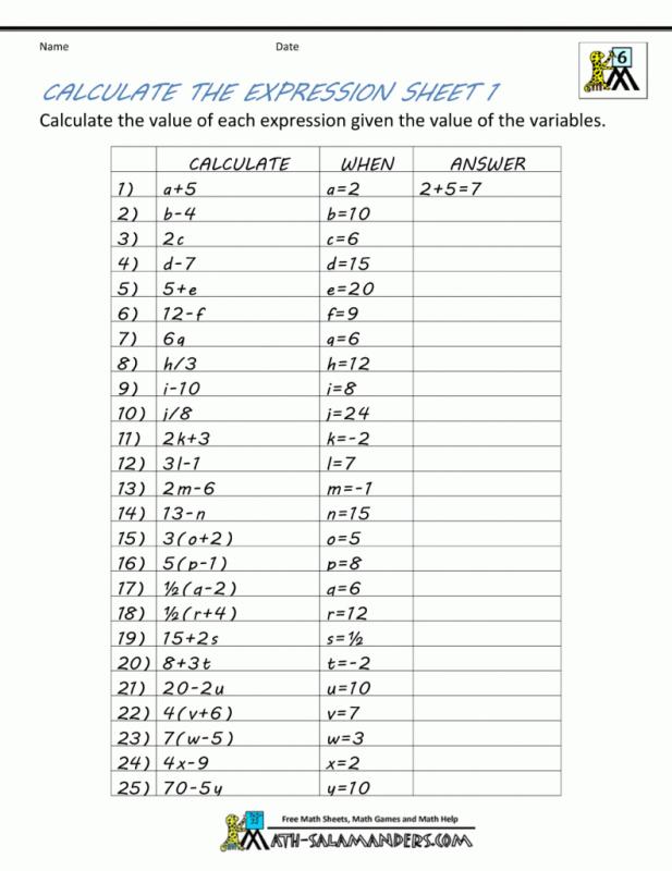Printable Algebra 2 Worksheets