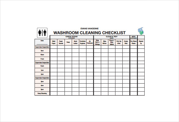 Bathroom Cleaning Schedule Template Business