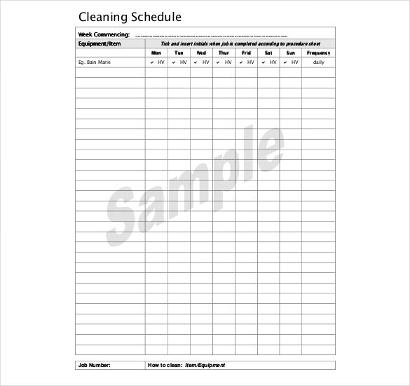 Bathroom Cleaning Schedule Template Business