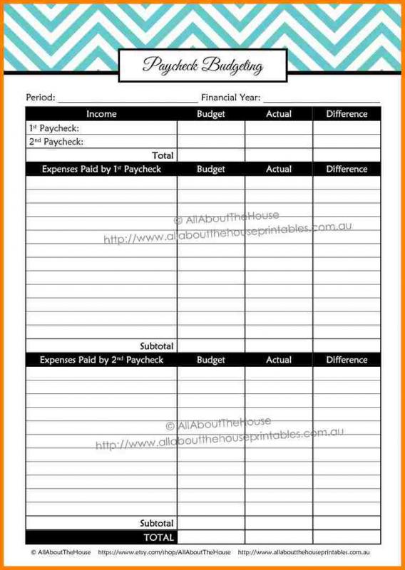 Bi Weekly Budget Template Business
