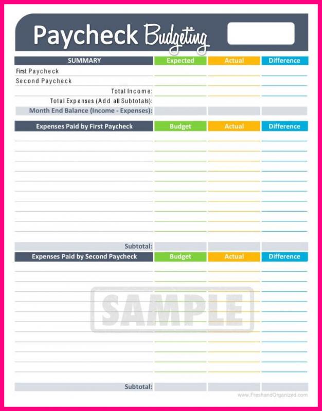 Bi Weekly Budget Template Printable