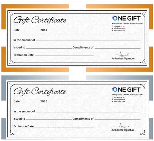Blank Gift Certificate Template Business
