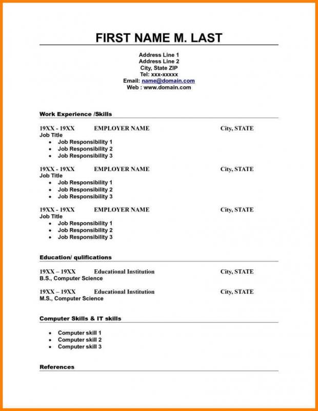 Blank Resume Templates For Microsoft Word Template Business