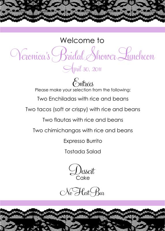 Bridal Shower Menu Template Business