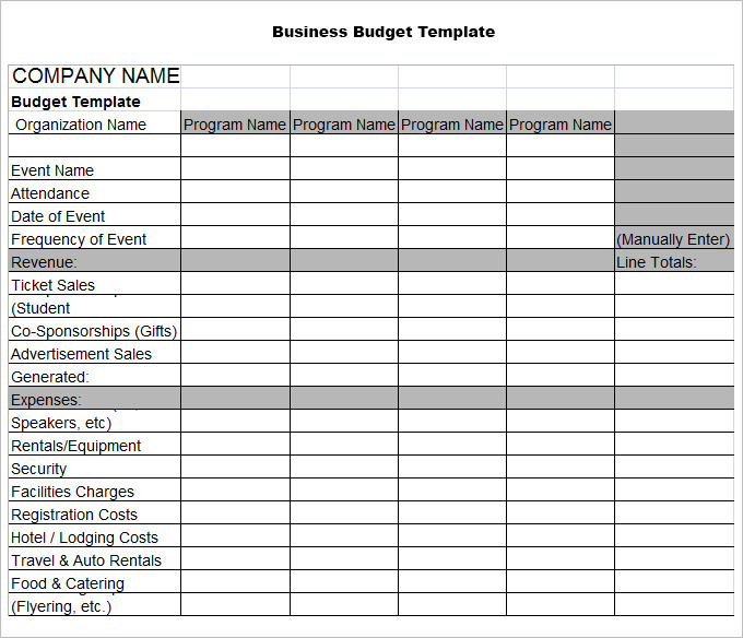 Business Budget Template Template Business