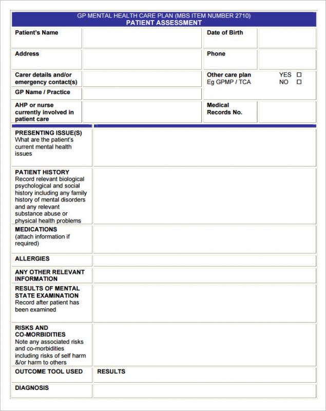 Care Plan Template Template Business