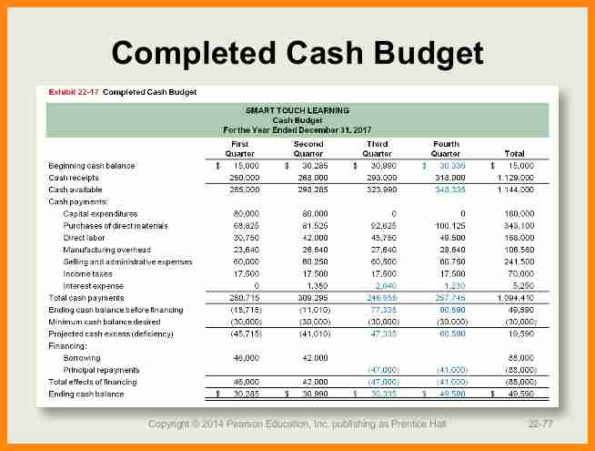 Cash Budget Example Template Business