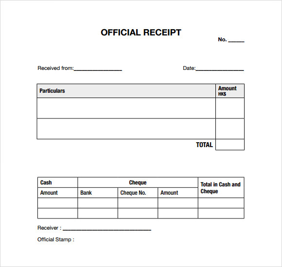Child Care Receipt Template Business
