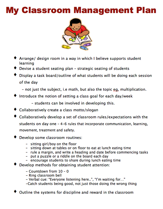 Classroom Management Plan Template Business