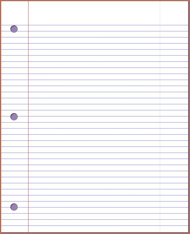 College Ruled Notebook Paper Template Business