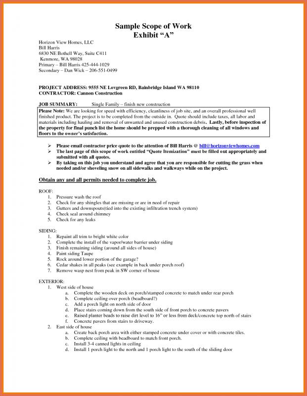 Scope Of Work Construction Template Scope Of Work Construction Template