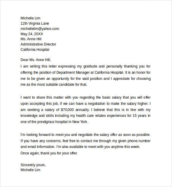 Counter Offer Letter Template Business