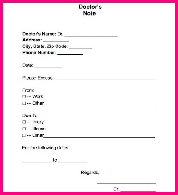 Doctors Excuse For Work From Hospital Template Business