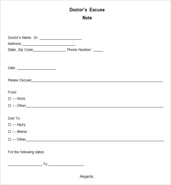 Dr Excuse Note Template Business
