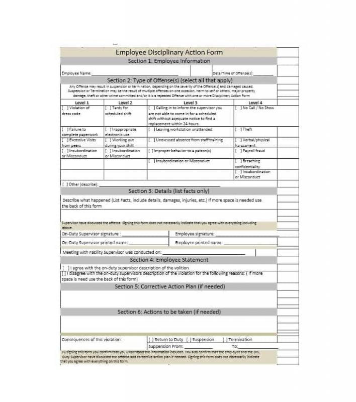 Employee Disciplinary Write Up Form Template Business