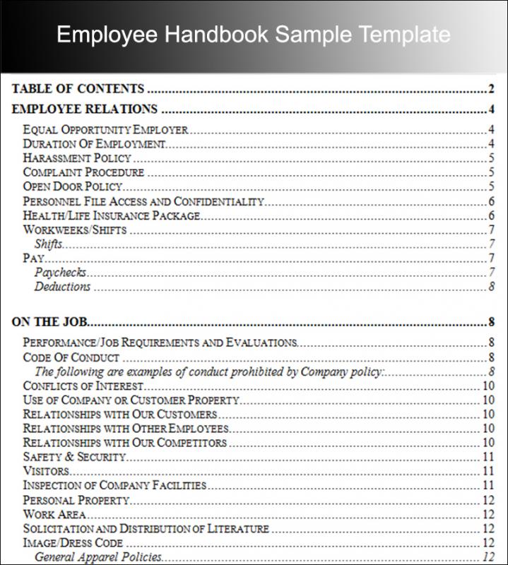 Employee Handbook Examples Template Business