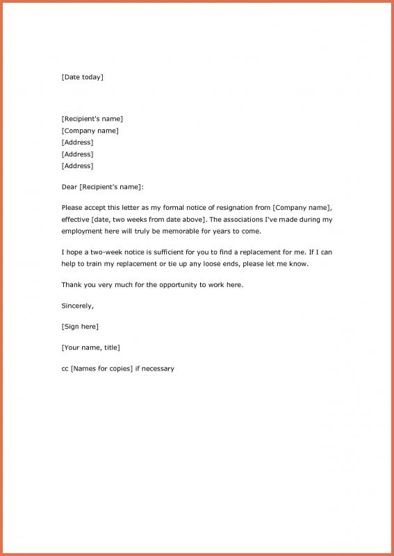 Employee Resignation Letter Template Business