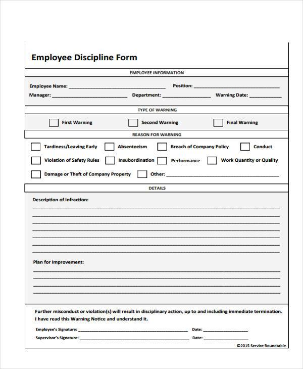 Free 5 Restaurant Employee Write Up Forms In Pdf Free Employee Warning Notice Template Pdf