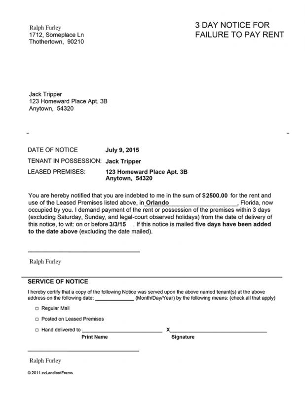 Eviction Notice Florida Template Business
