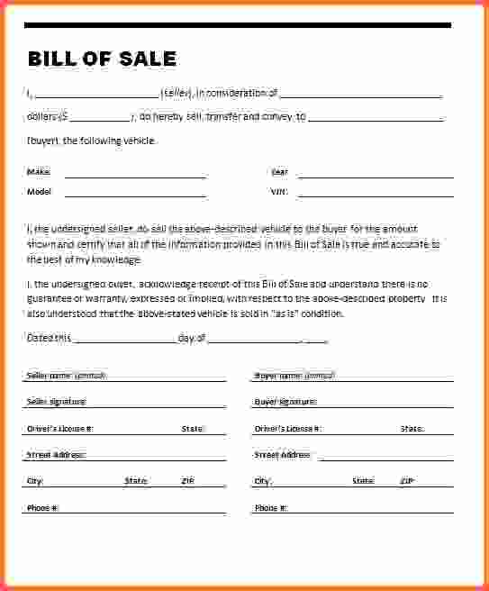 Simple Car Bill Of Sale Example Miljes