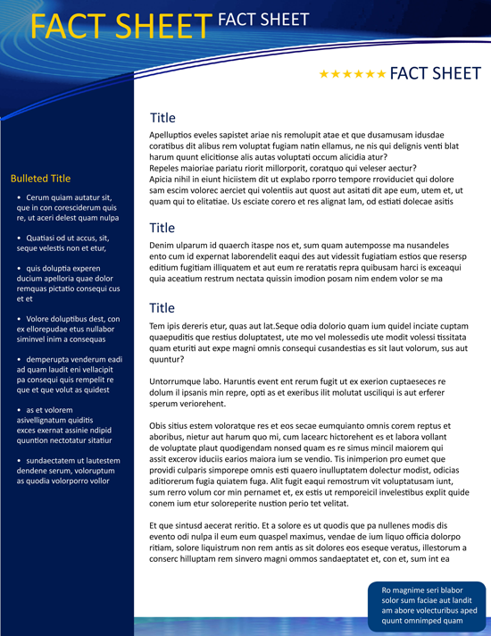 Fact Sheet Template Template Business