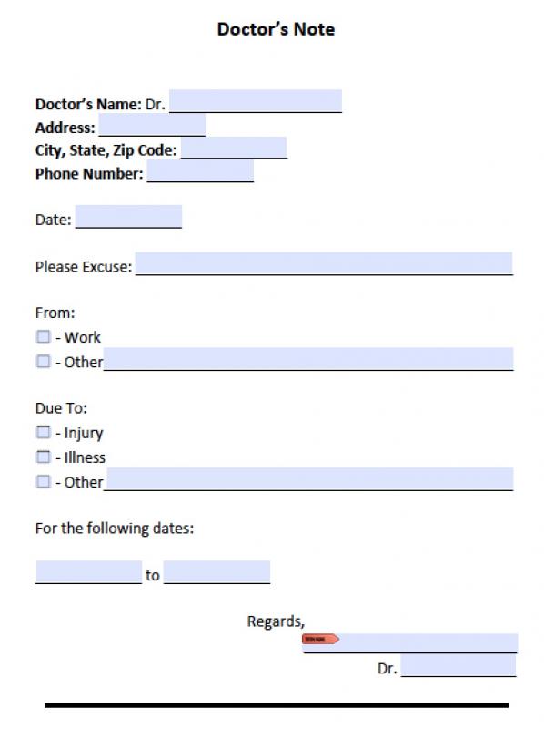 Fake Doctors Note Template Template Business