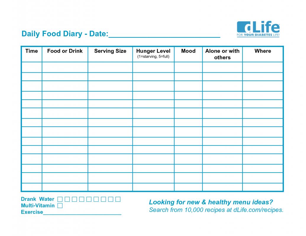 Food Diary Pdf Template Business