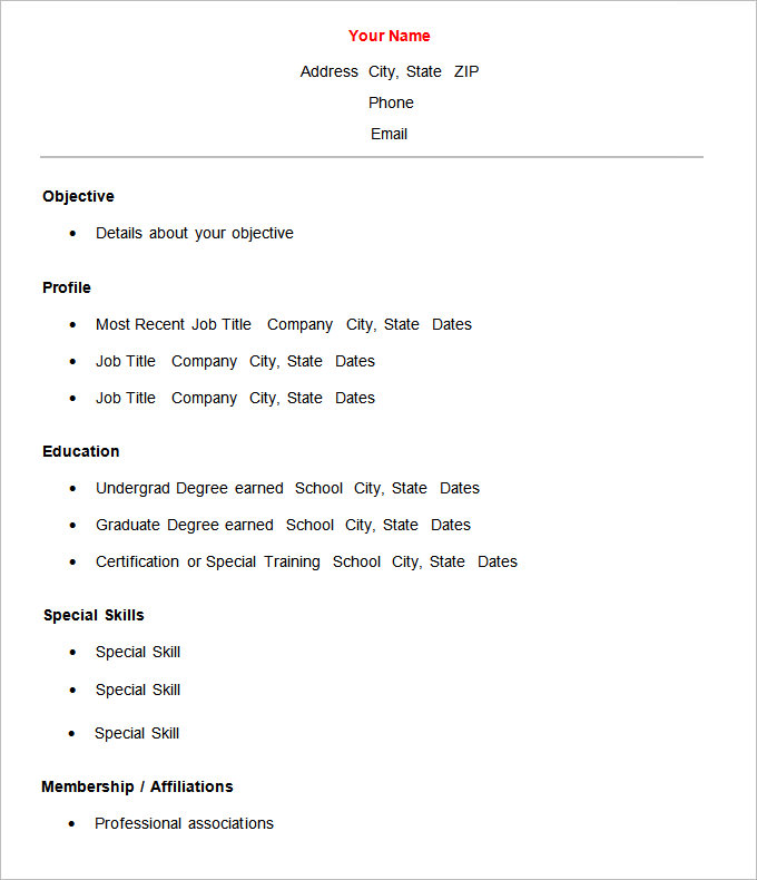 Free Basic Resume Templates Microsoft Word Template Business Free Basic Resume Templates Microsoft Word Template Business