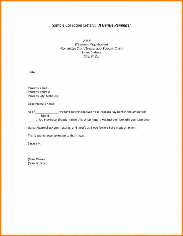 Friendly Payment Reminder Letter Samples Template Business