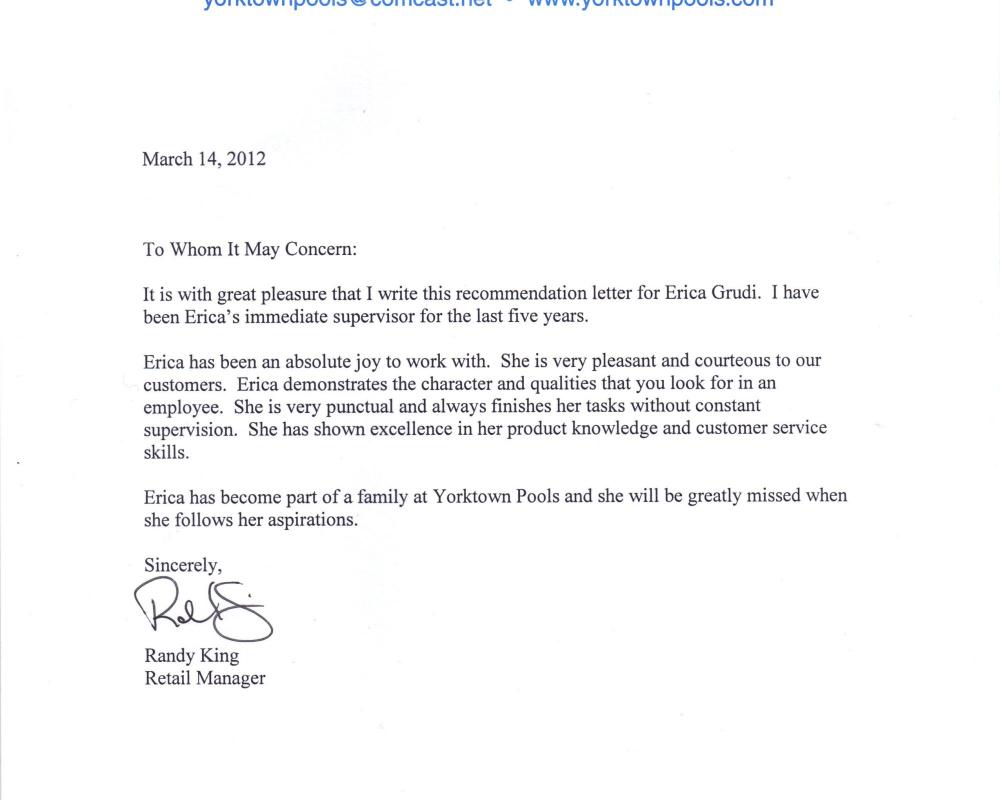 Generic Reference Letter Template Business
