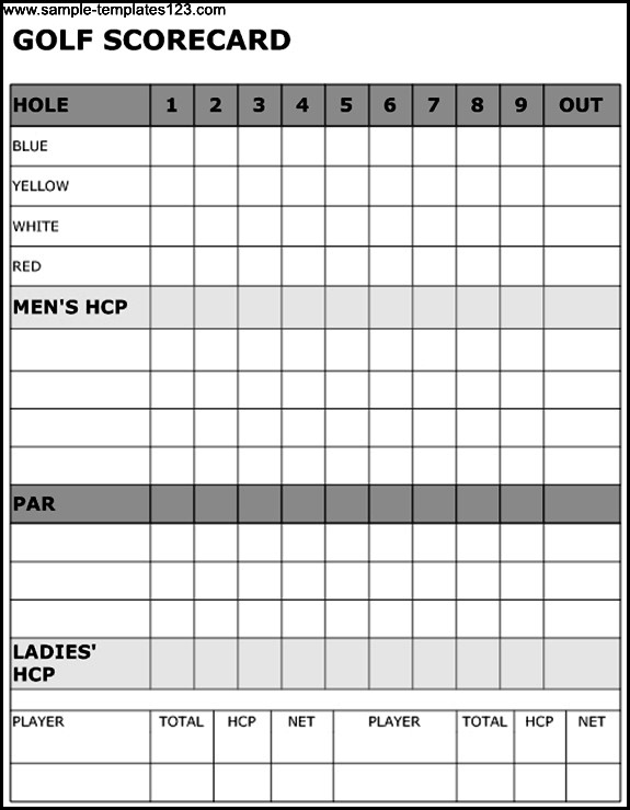 Free Printable Golf Scorecard Template Printable Templates