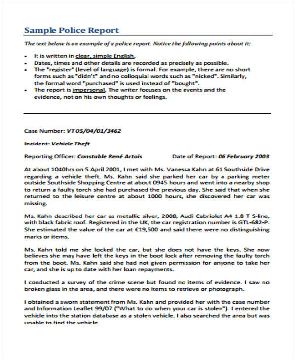 Incident Report Example Template Business