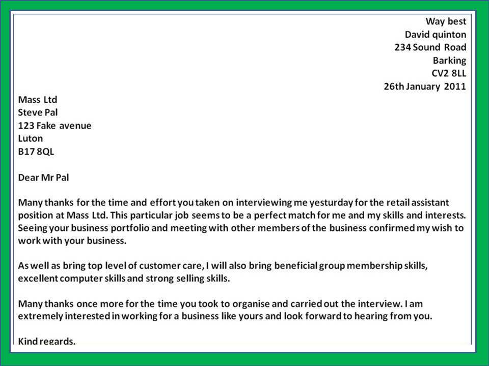 Job Interview Follow Up Email After Thank You Letter