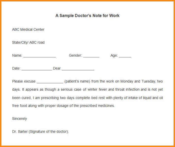 Kaiser Doctors Note Template Business