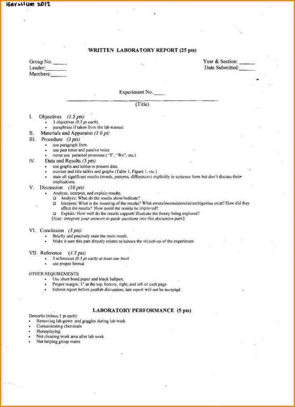 Lab Report Layout Template Business