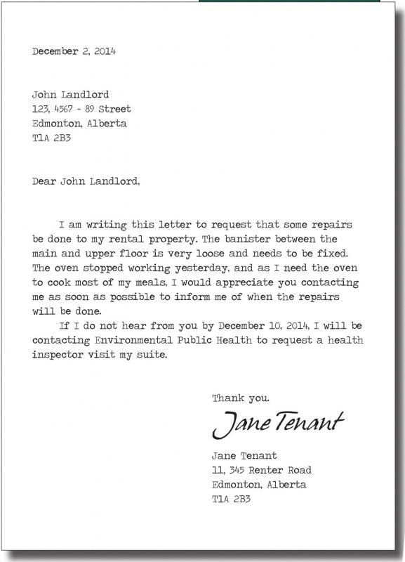 Landlord Letter To Tenant Regarding Repairs Template Business