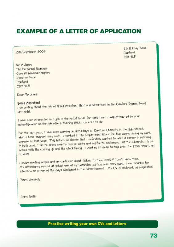 Letter Of Application Example Template Business