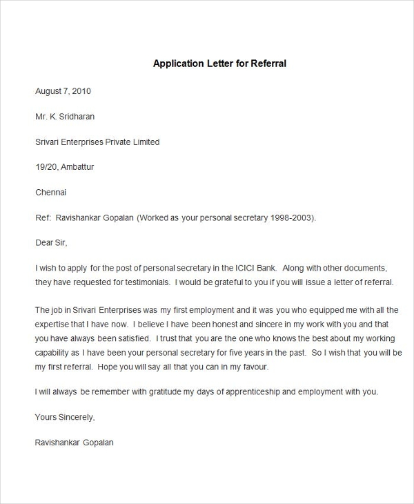 Letter Of Application Example Template Business