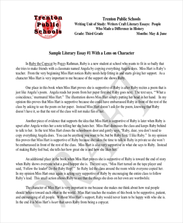 Literary Essay Example Template Business Literary Essay Example Template Business