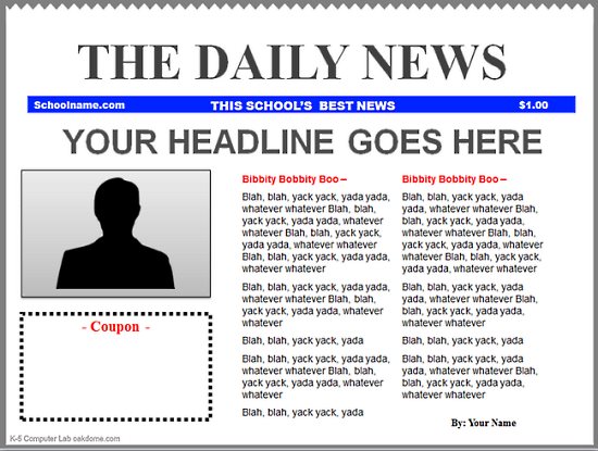 Microsoft Word Newspaper Template Template Business