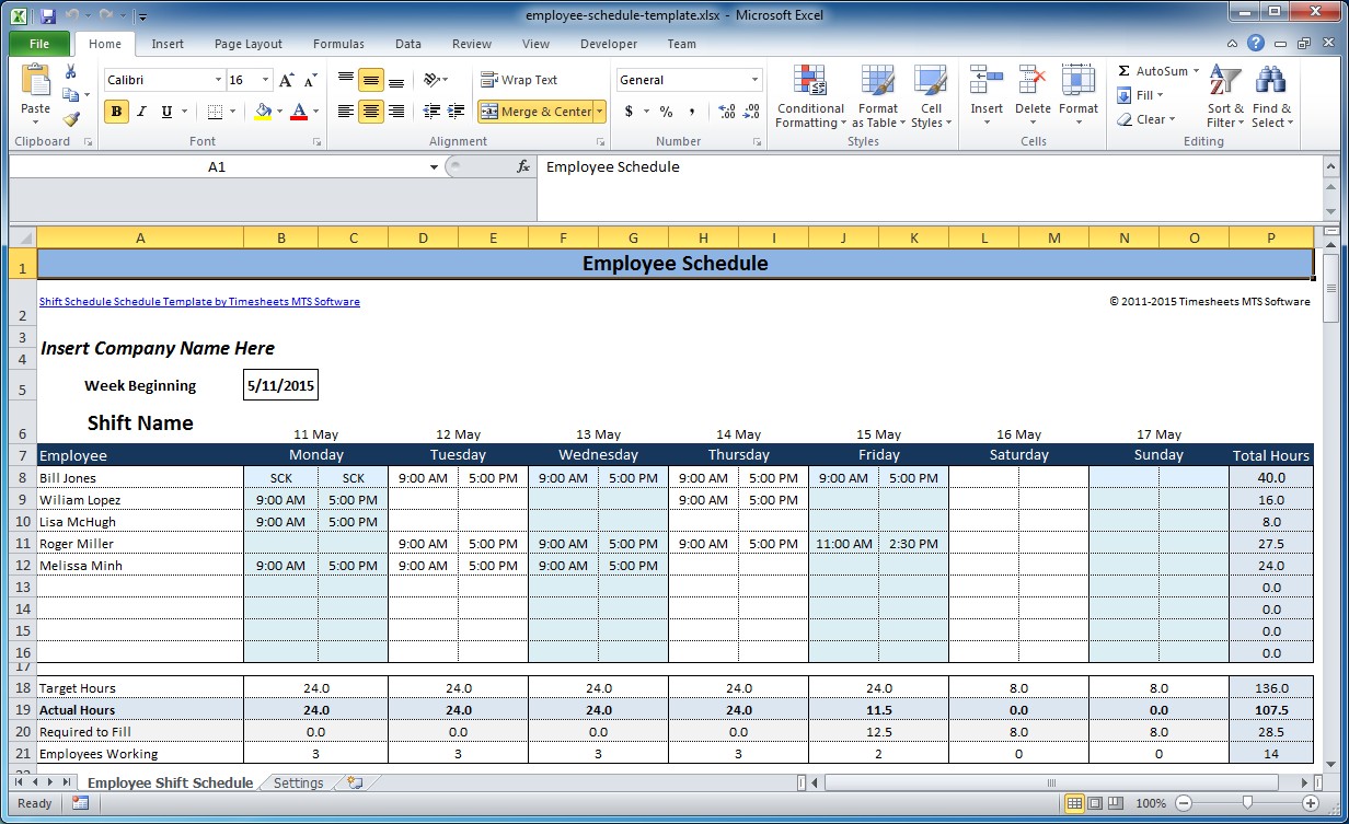 Monthly Employee Schedule Template Template Business