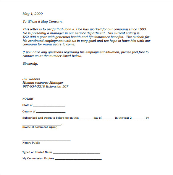 Notary Document Sample Template Business