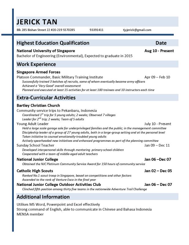 Objective In Resume For Fresh Graduate Template Business