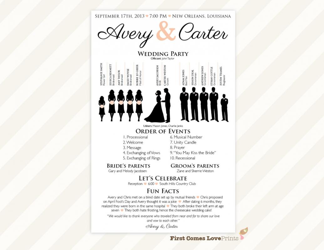 One Page Wedding Program Template Template Business