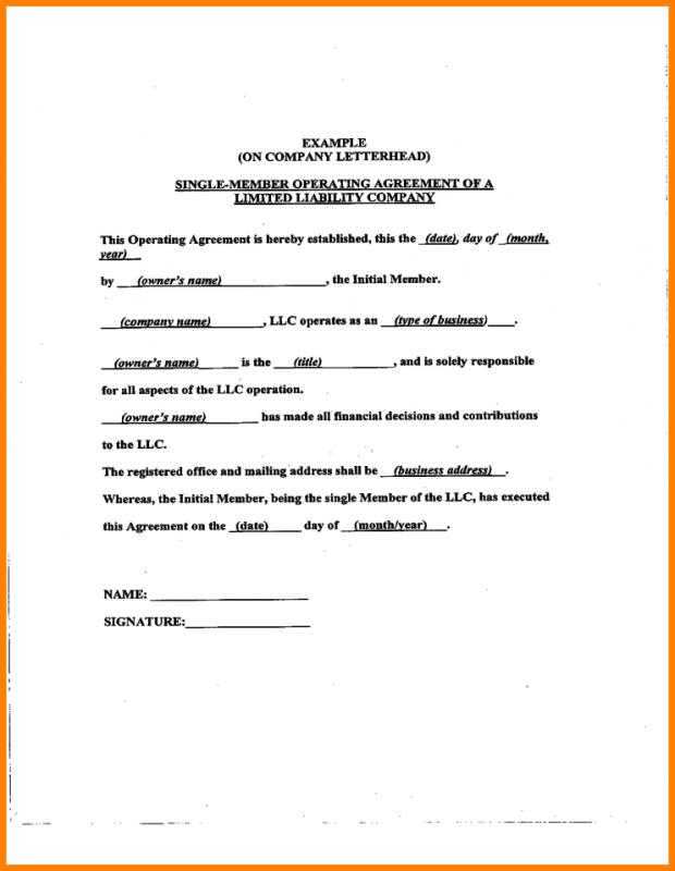 Operating Agreement Samples Template Business