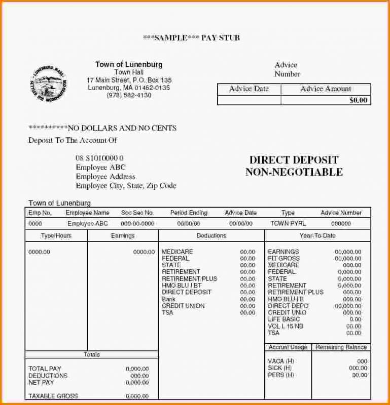 Pay Stub Template Free Template Business